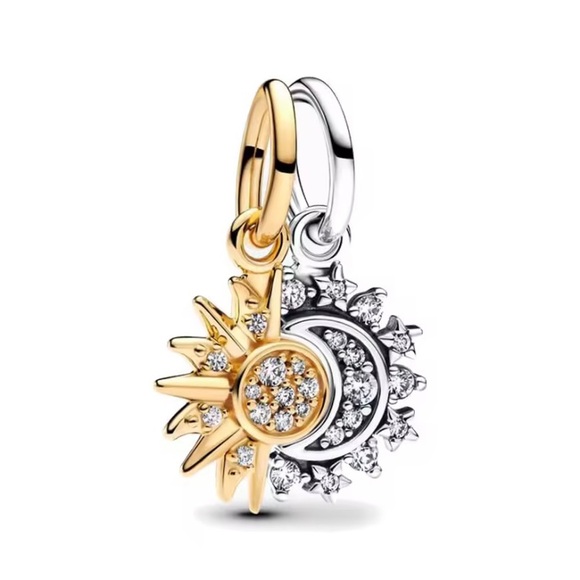 Pandora | Jewelry | Pandora Gold And Silver Sun And Moon Charm | Poshmark